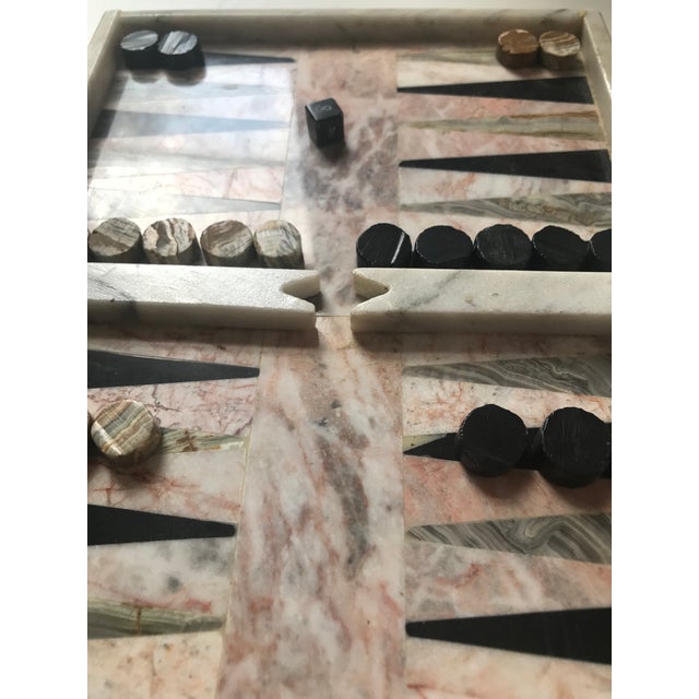 Vintage Stone Backgammon Board and Pieces | Chairish