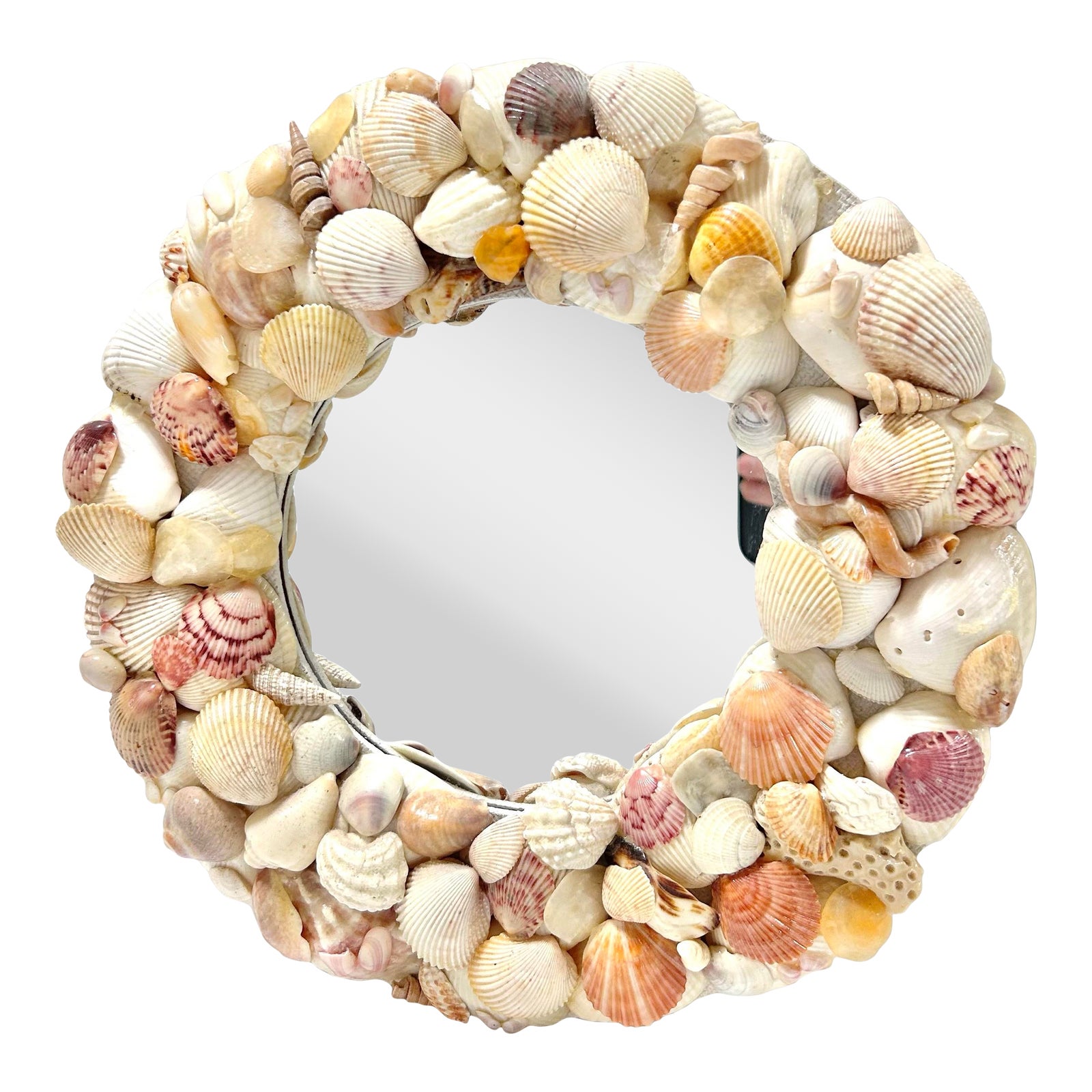 Mid Century Round Seashell Mirror | Chairish