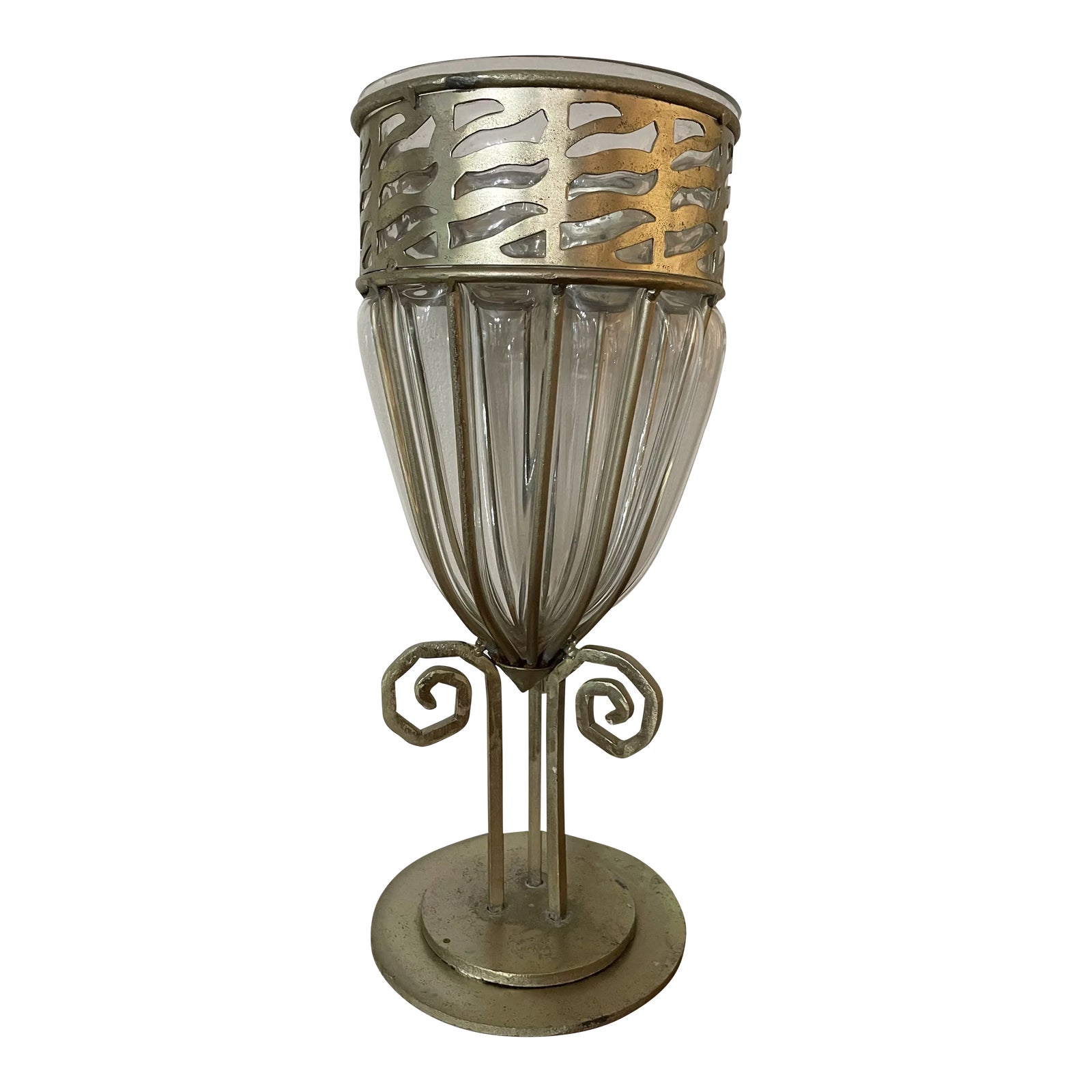 1980’s Emilio Robba Cased Glass and Iron Vase | Chairish