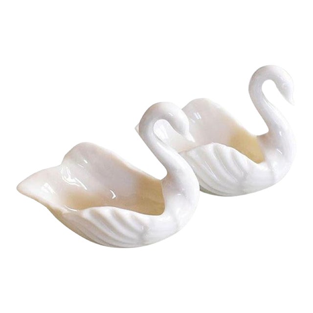Cream Ceramic Swan Salt Wells - Set of 2 Lenox | Chairish