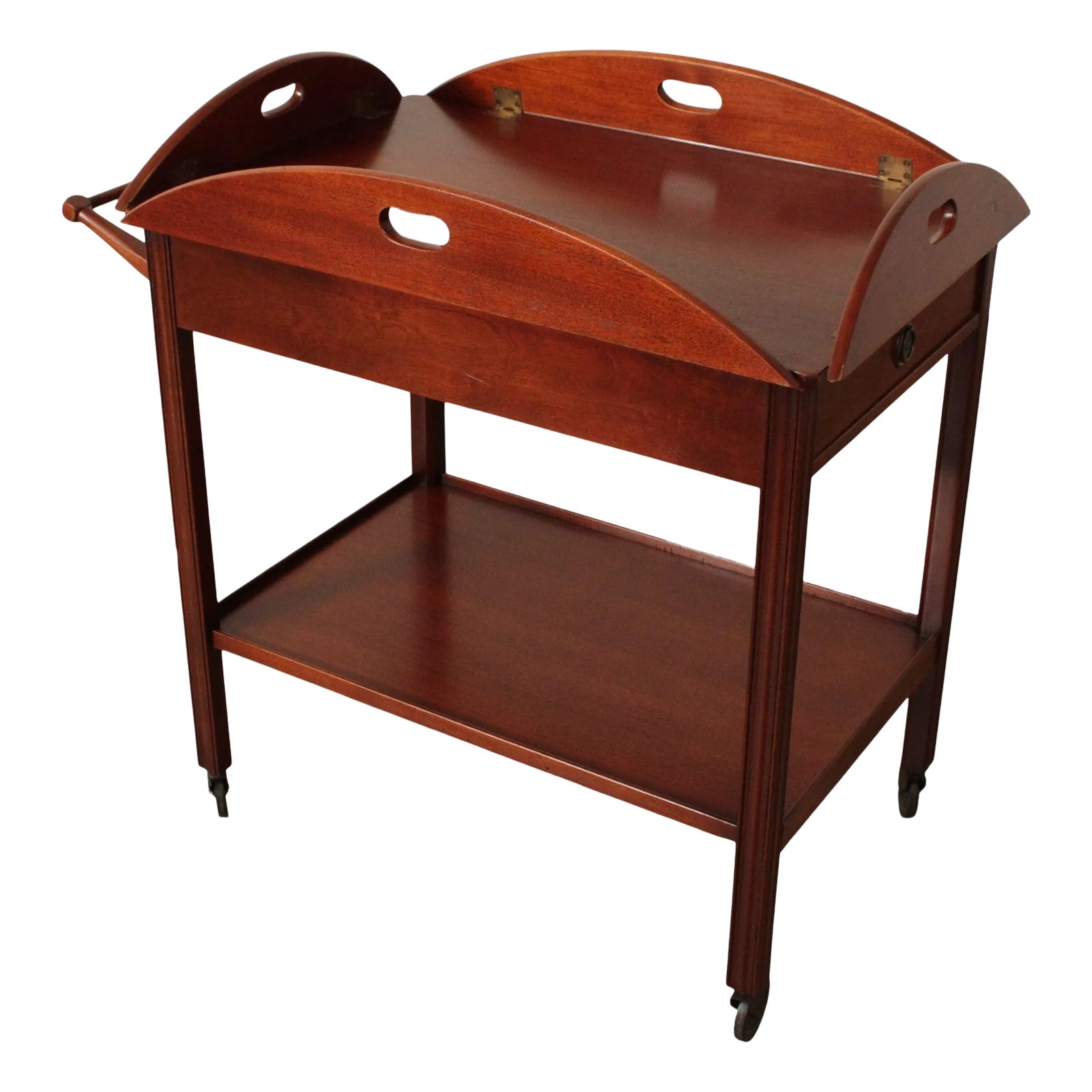 Chippendale Style Vintage Mahogany Butler's Tray Bar Cart | Chairish