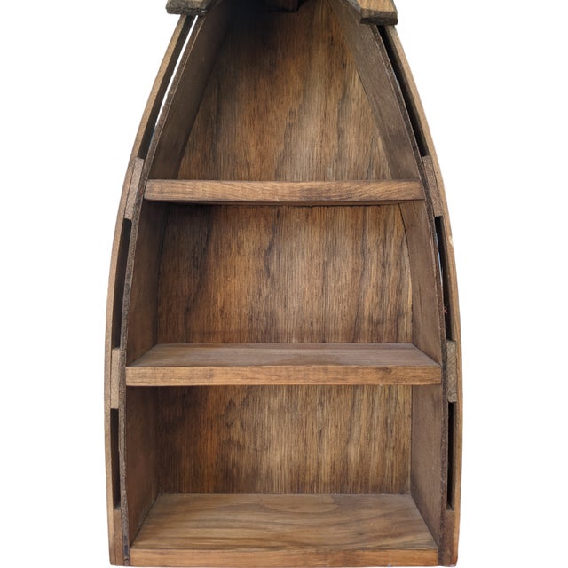 Vintage Nautical Wooden Boat Wall Display Shelving Unit | Chairish