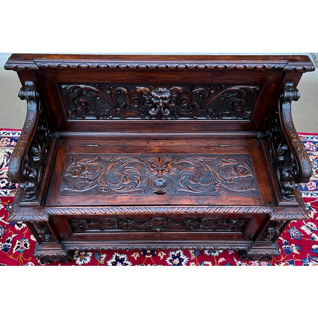 Antique Italian Bench Settee Entry Hall Bench Renaissance Revival ...