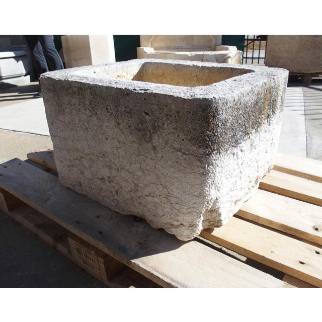 19th Century French Square Carved Limestone Trough or Sink | Chairish