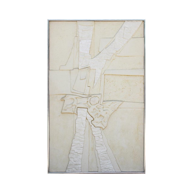 1968 "Polyurethane Relief #16" White Abstract Geometric Sculptural ...