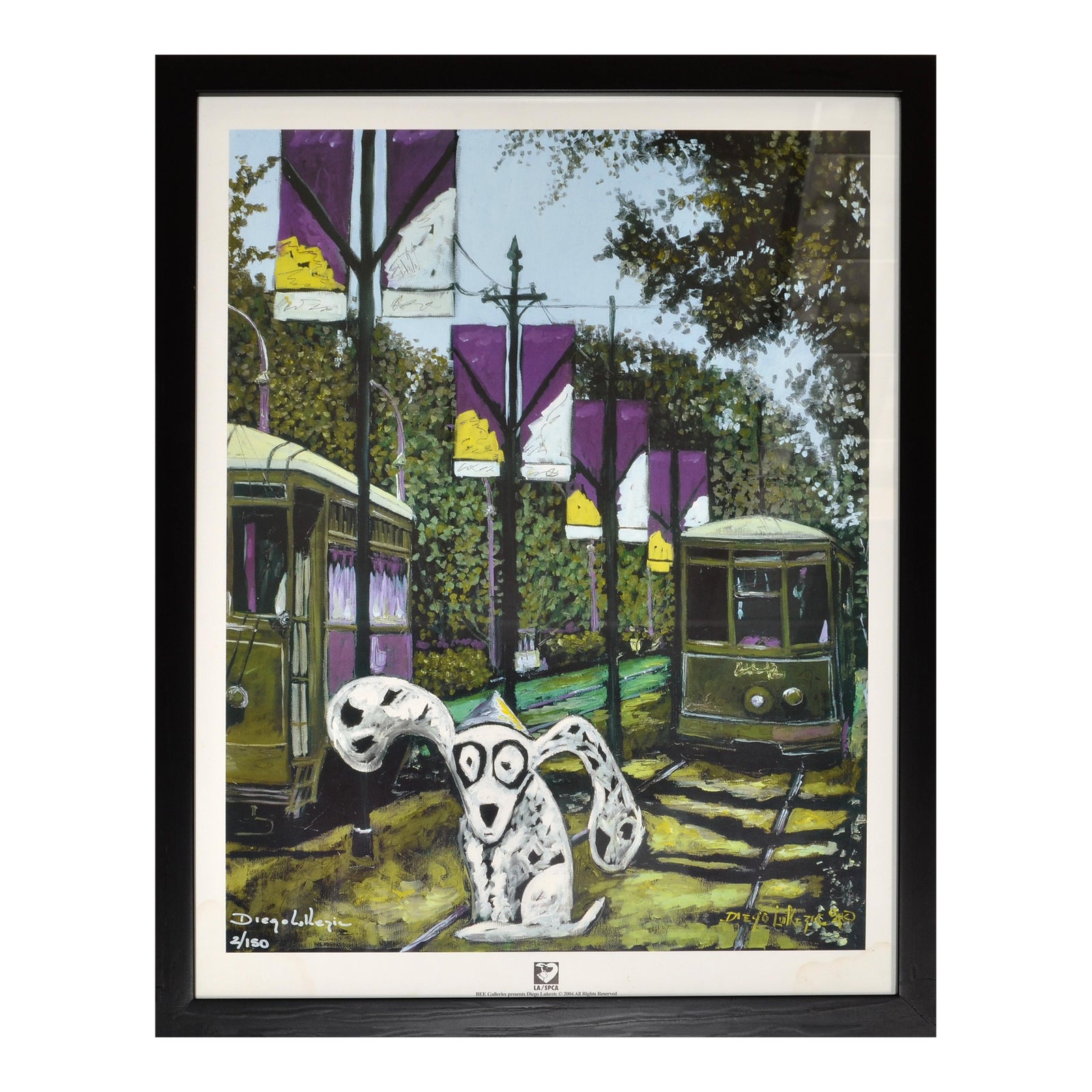2004 Original Diego Lukezic Framed Print Art Tango Dog New Orleans ...