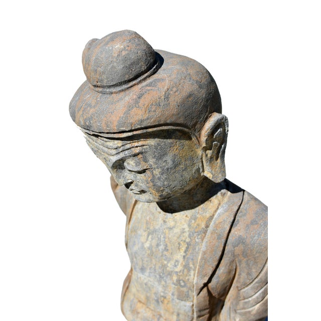 19th Century Solid Stone Figurative Statue | Chairish