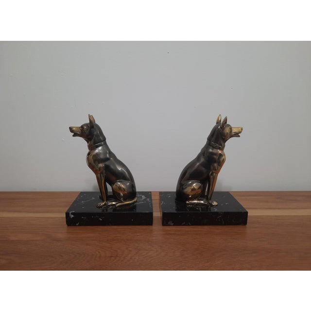 1930s Art Deco Figural Bookends Doberman Dogs by Jamar - a Pair | Chairish