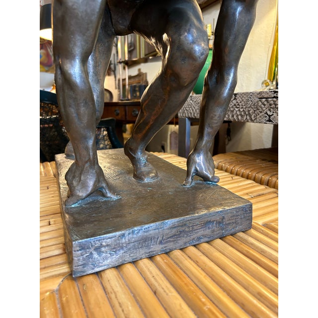 Antique Bronze Sculpture of a Runner by Charles Albert Lopez | Chairish