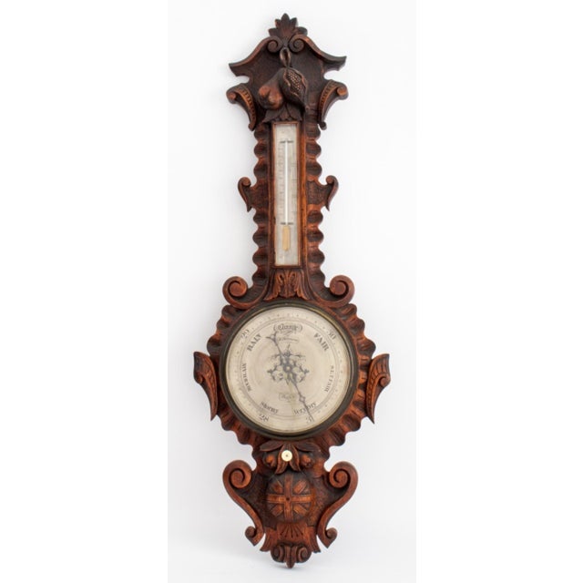 English H. Barnascone Sheffield Oak Barometer | Chairish