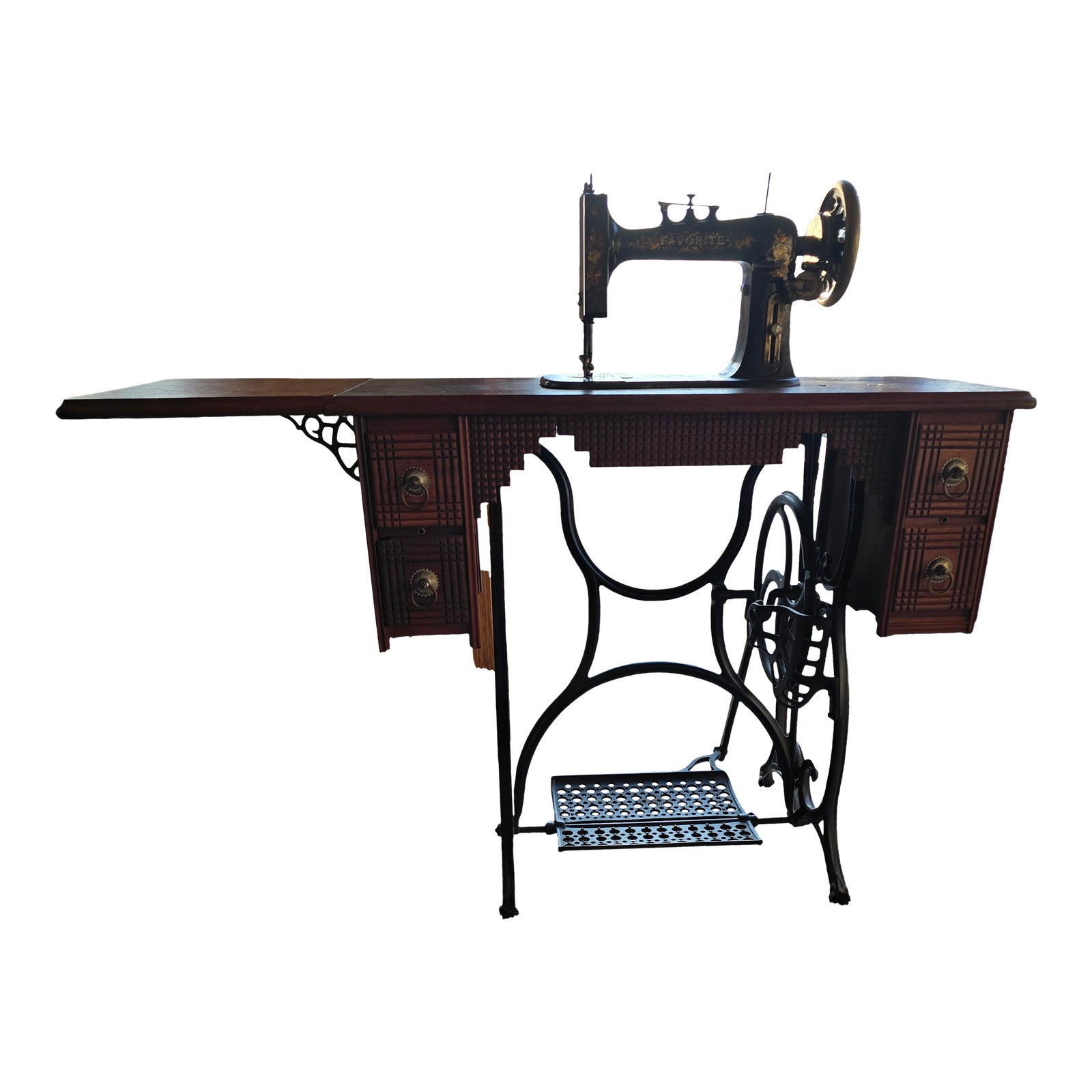 Antique German Treadle Sewing Machine “Favorite” With Locking Cover ...