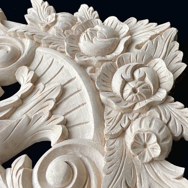 Hand Carved Decorative Wood Applique | Chairish