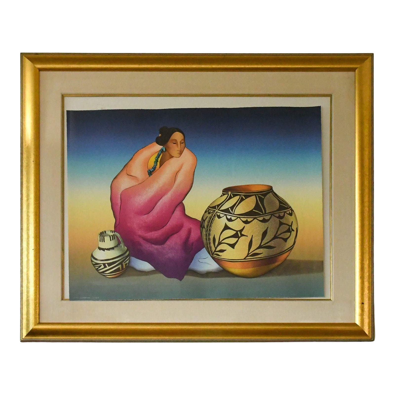 Mid 20th Century Framed Signed r.c. Gorman Lithograph "Thistle Jar ...