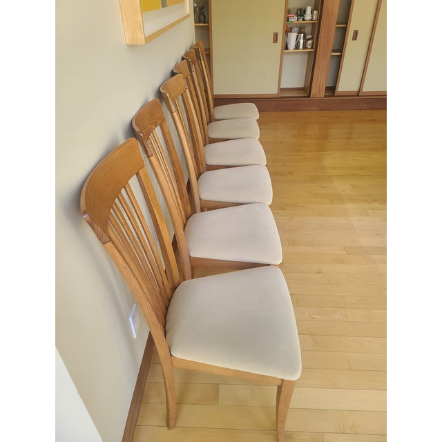 Italian Sa Antonio Sibau Slat Back Dining Chairs With Ivory Suede Seats ...