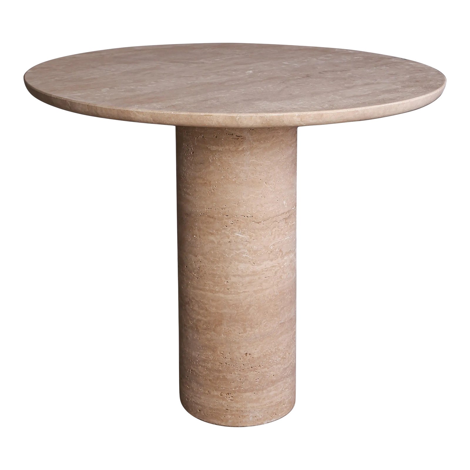 Bullet Leg Travertine Round Dining Table 35.4" | Chairish