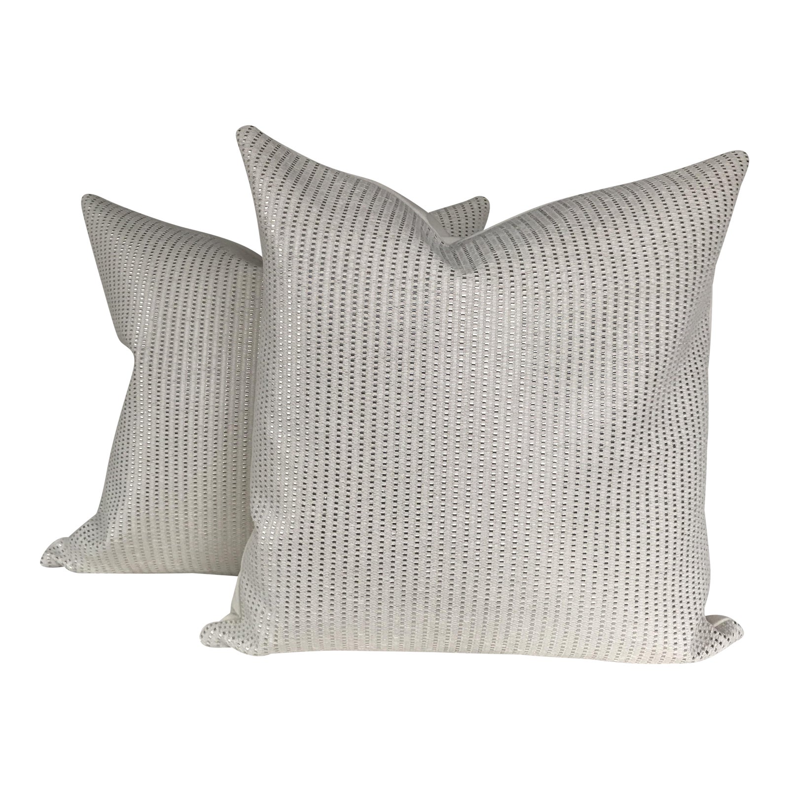 Custom Made Metallic Silver & White Pillows - a Pair | Chairish