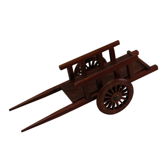 Chinese Wood Single Wheel Farm Hand Cart Miniature Display Art | Chairish