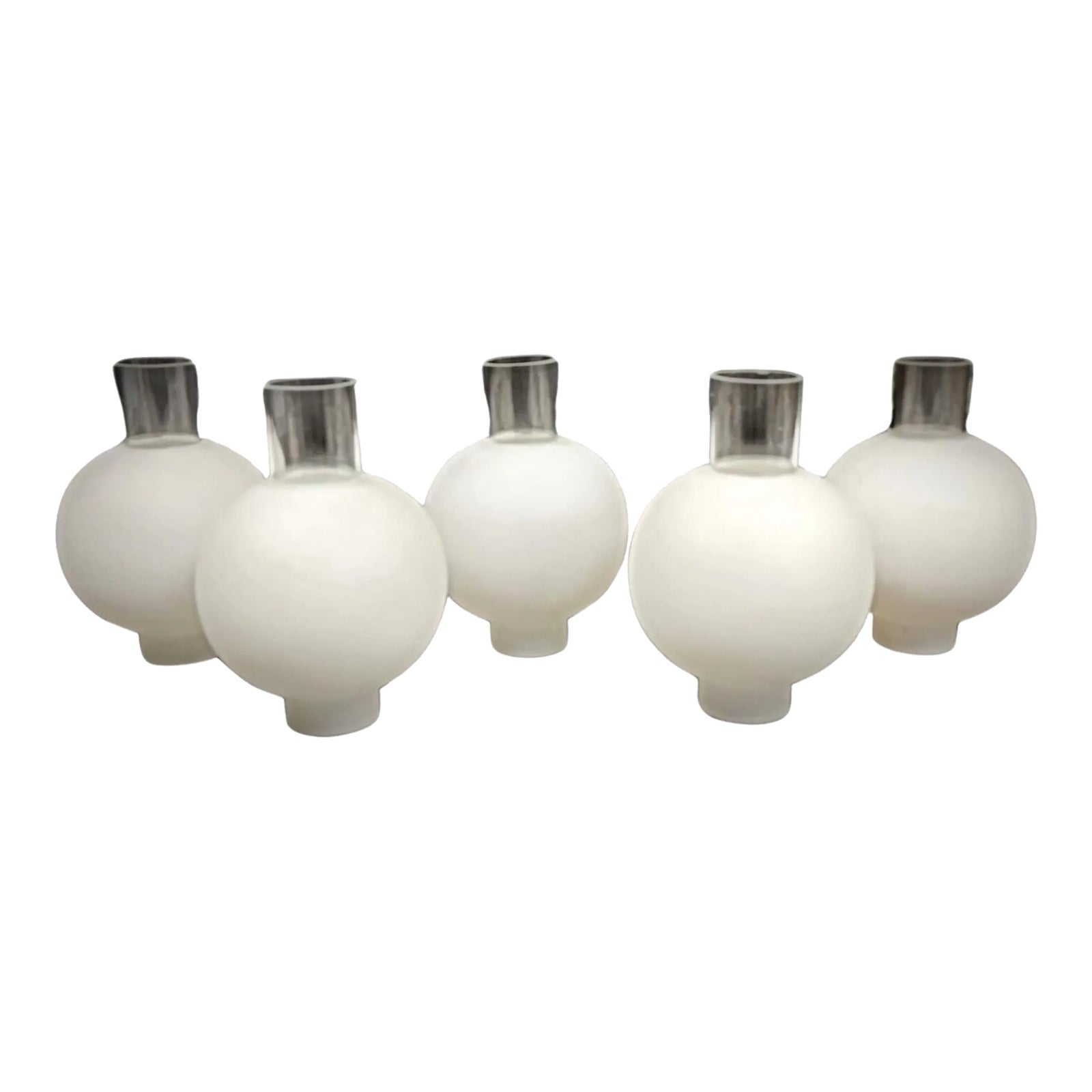 Vintage Set of 5 White Opaline Sphere Shades for Wall Sconces | Chairish