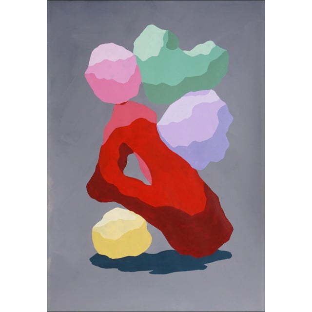 2024, Abstract Geometric Sculpture Painting in Vivid Tones of ...