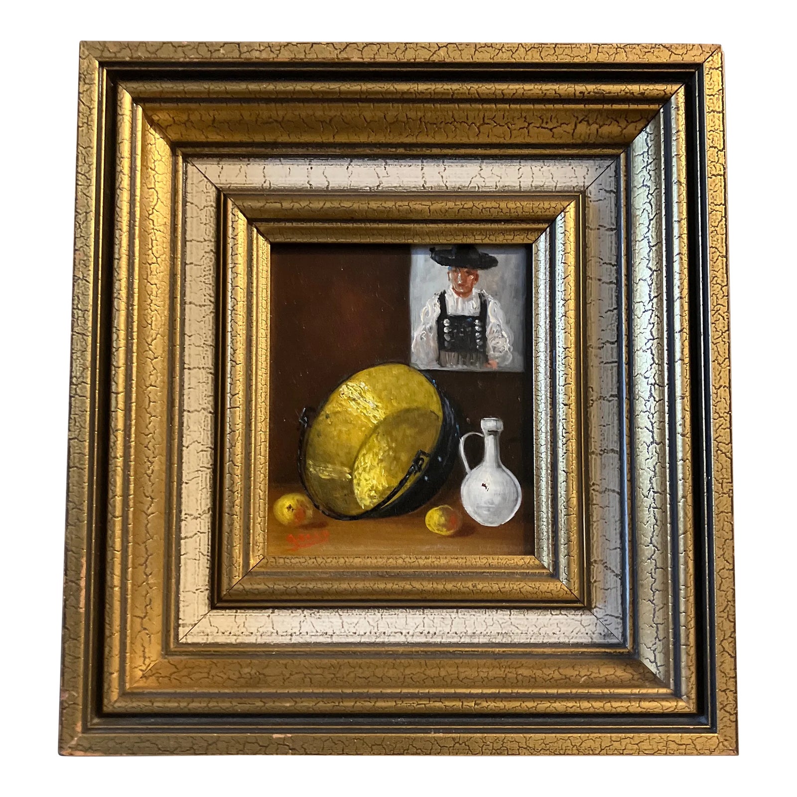1960’s Original Classical Still Life Painting Chunky Gold Frame Signed ...