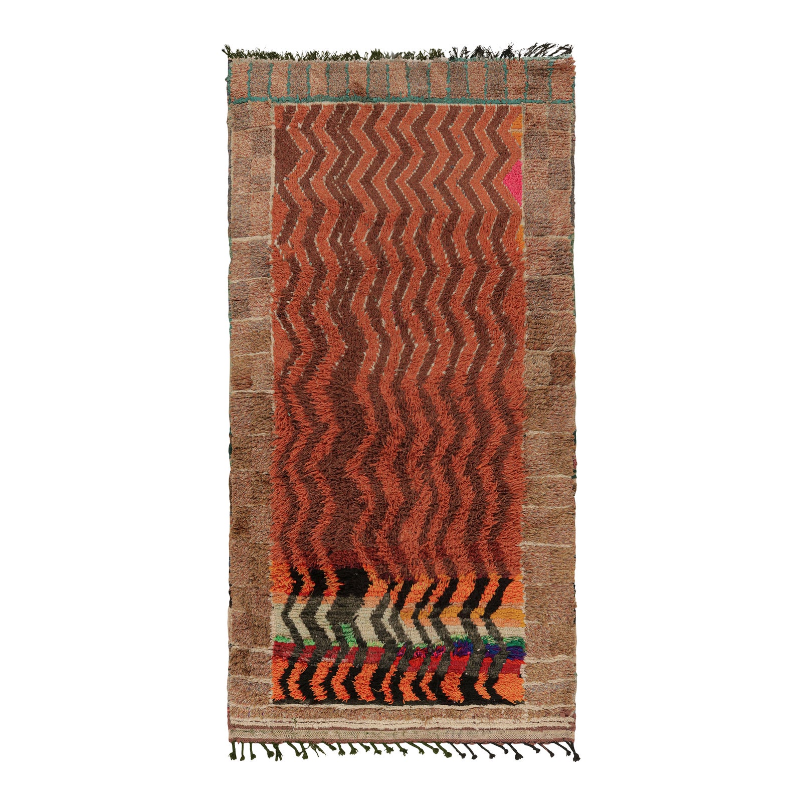 1950s Mid-Century Vintage Moroccan Runner Orange Brown Tribal Chevron ...