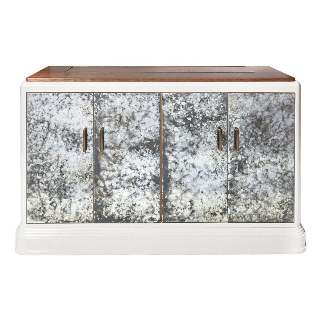 Contemporary Custom Four Door Antiqued Mirror Cabinet With Television ...