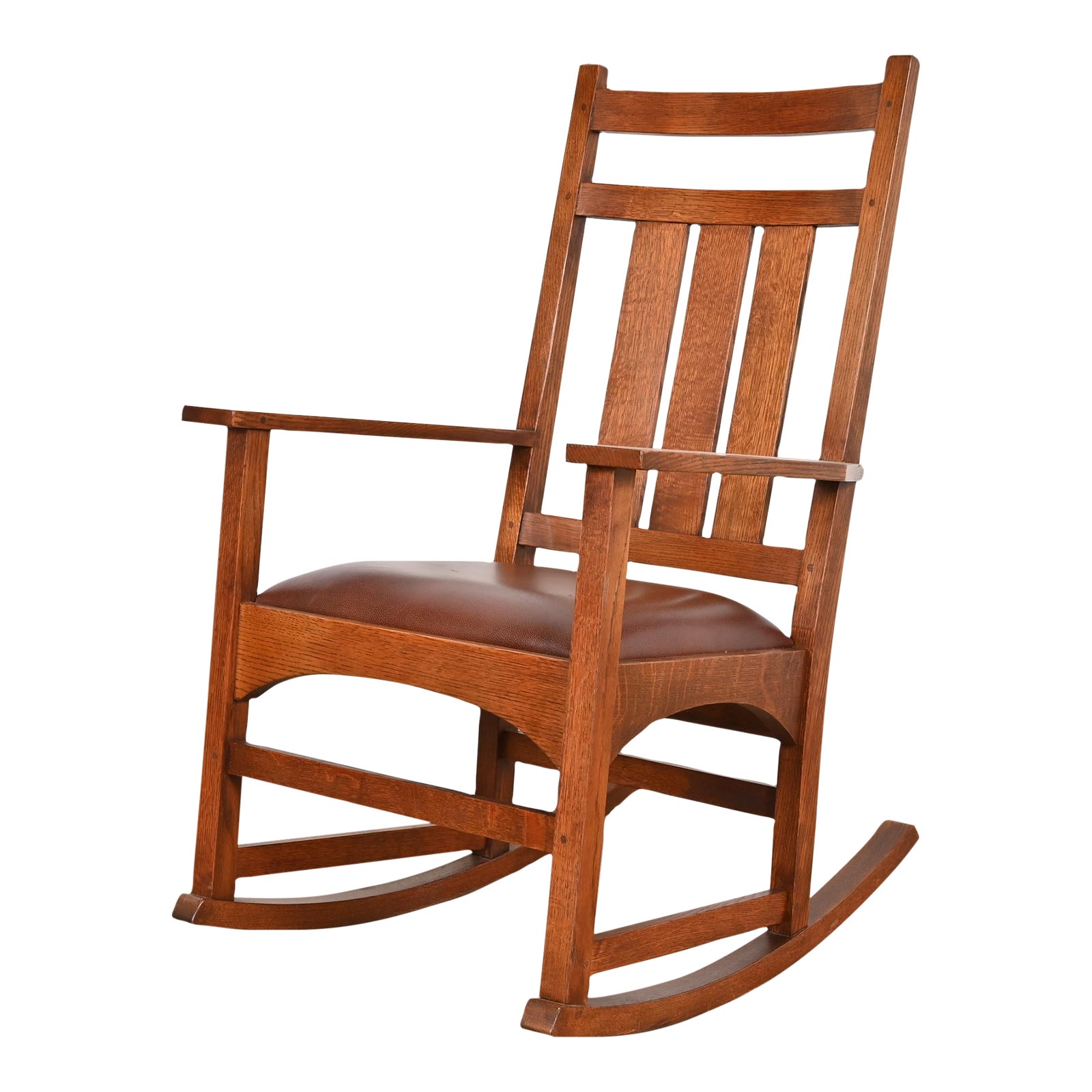 Stickley Harvey Ellis Collection Arts & Crafts Oak and Leather Rocking ...