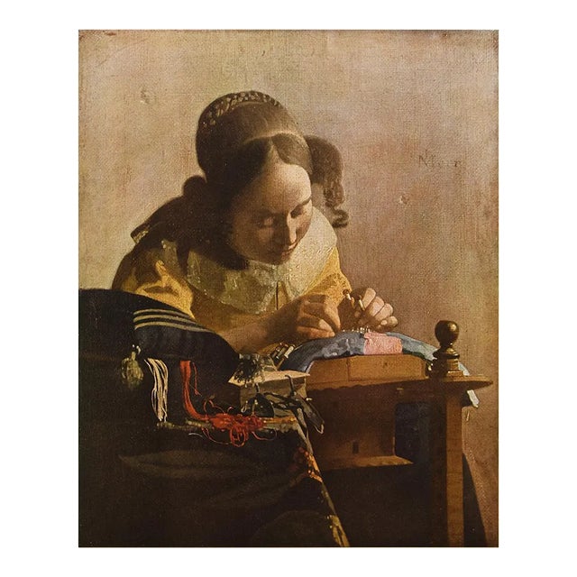 1954 After Jan Vermeer "The Lacemaker", Vintage Full-Color Print | Chairish