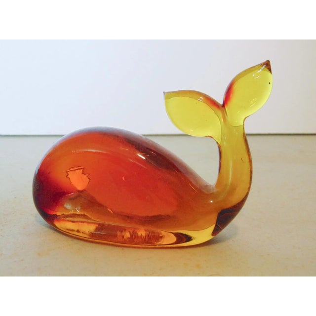 Art Glass Amber Whale | Chairish