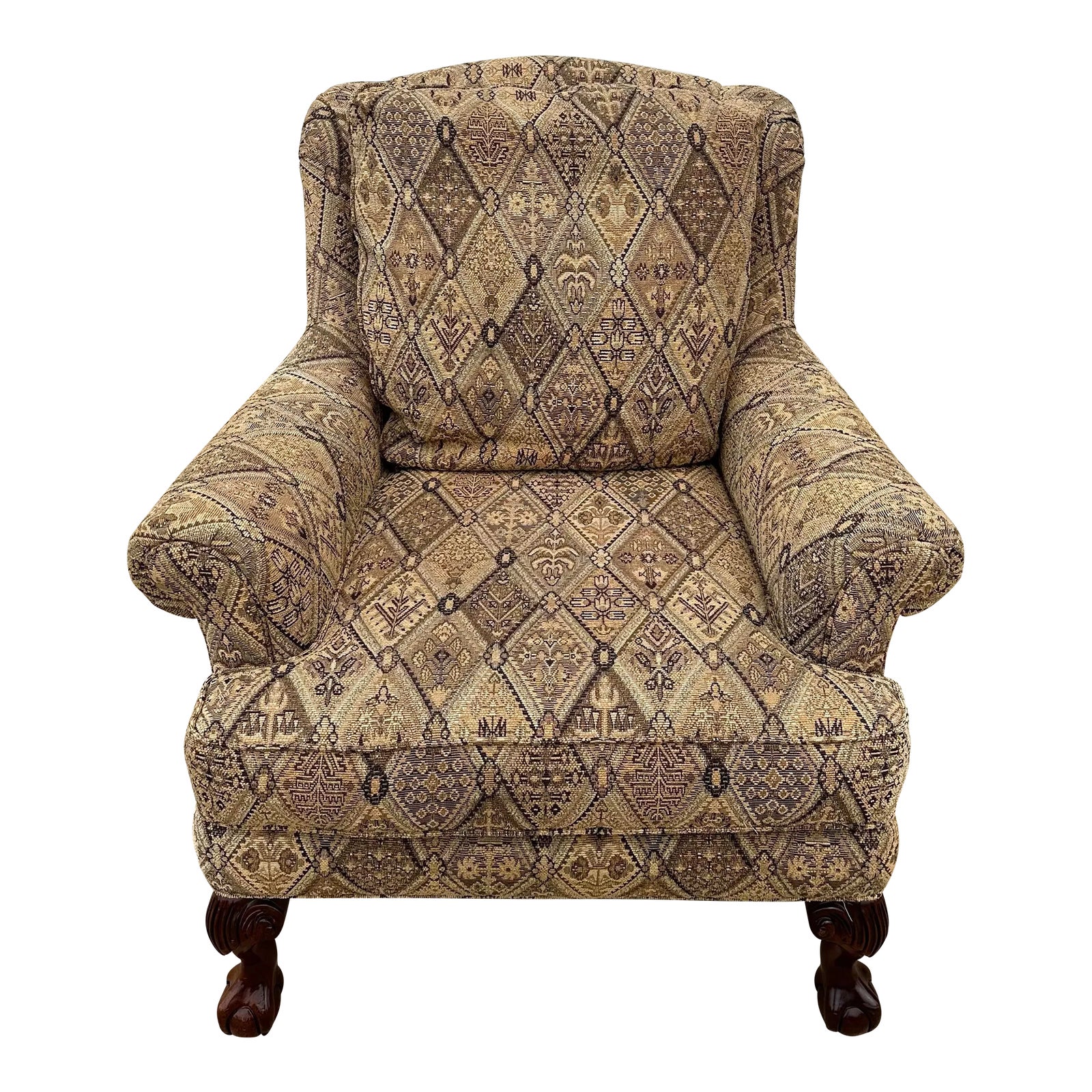 1990s Sherrill Furniture Vintage Tapestry Arm Chair | Chairish