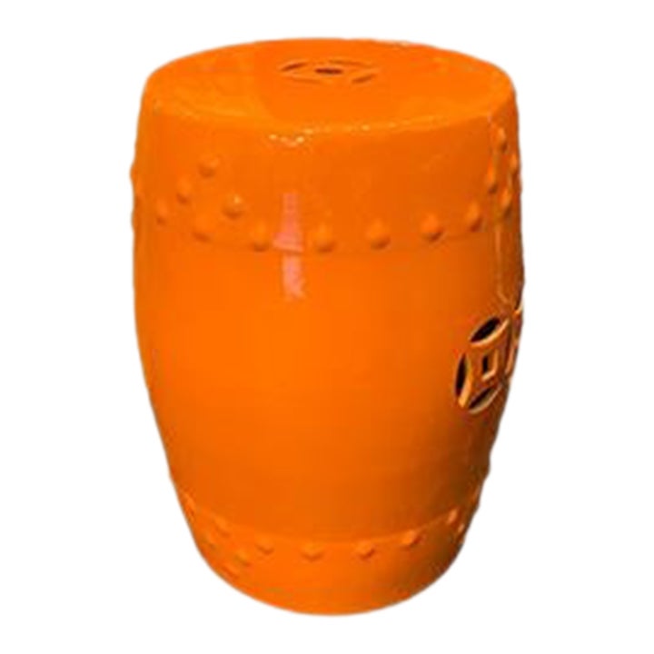 1990s Orange Color Garden Stool | Chairish