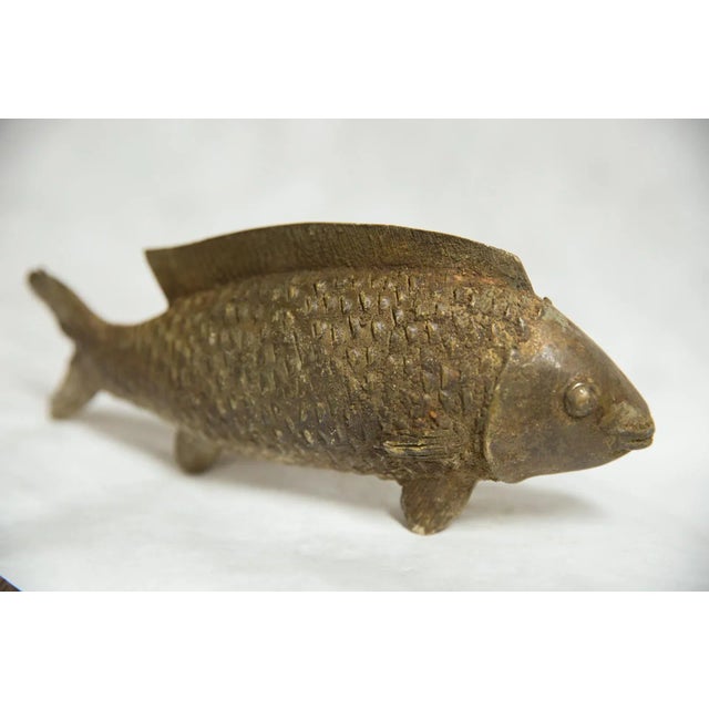 Large Bass Fish Standing Vintage African Bronze Sculpture | Chairish