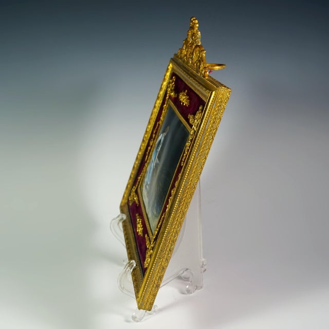 19th Century French Limoges Enamel Portrait Plaque, Farm Scene, Gilt Bronze Ormolu Frame | Chairish