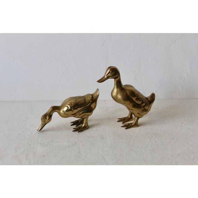 Vintage Hollywood Regency Decorative Brass Ducks Sculptures- a Pair ...