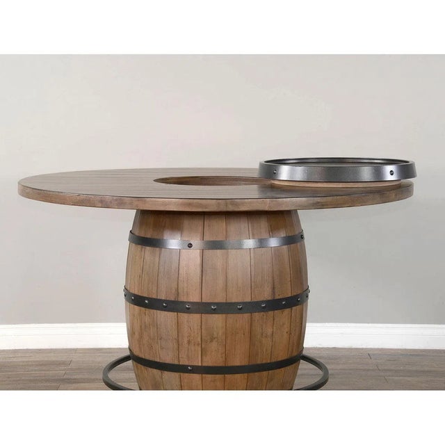 Round Pub Table With Wine Barrel Base | Chairish