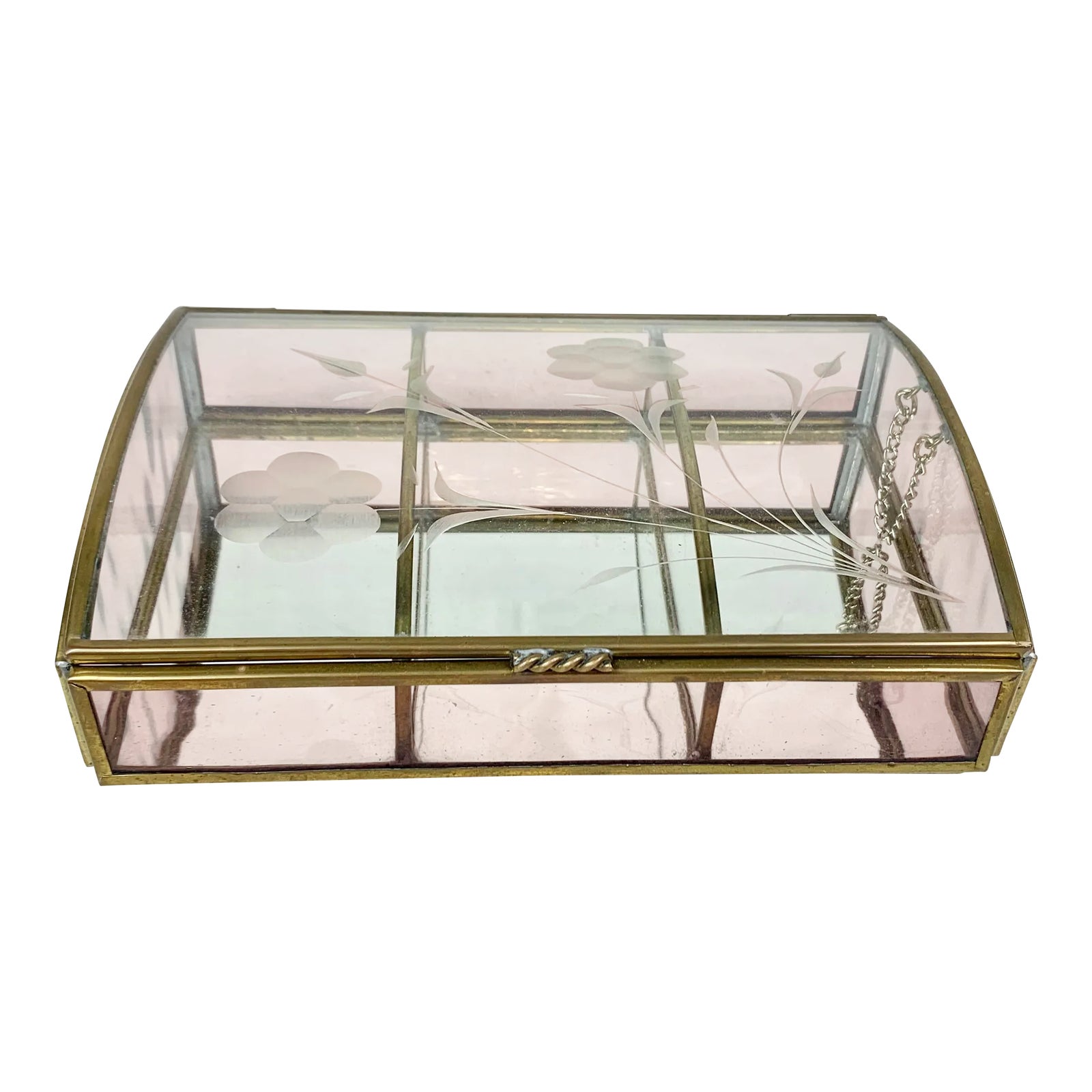 Vintage Brass and Glass Domed Floral Box | Chairish
