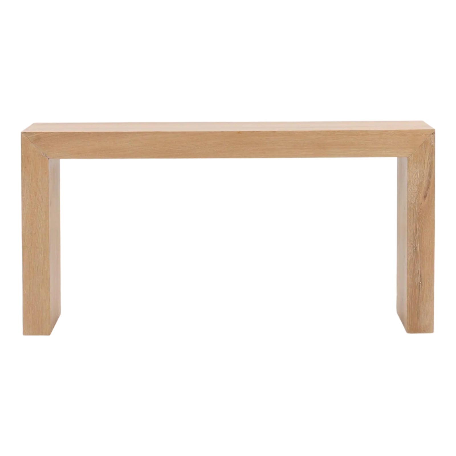 Simple Light Oak Waterfall Contemporary Console Table | Chairish