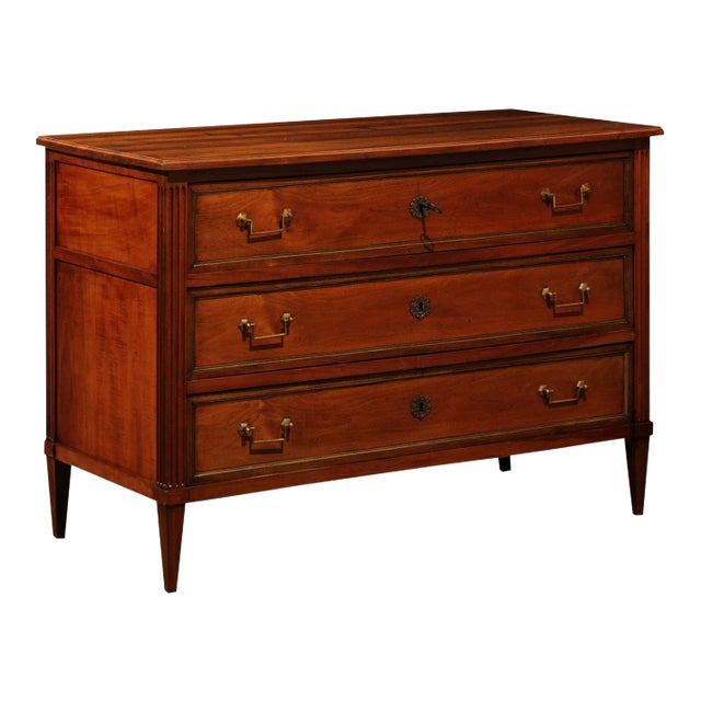 1790s French Louis XVI Commode Secrétaire with Petite Desk and Fluted ...