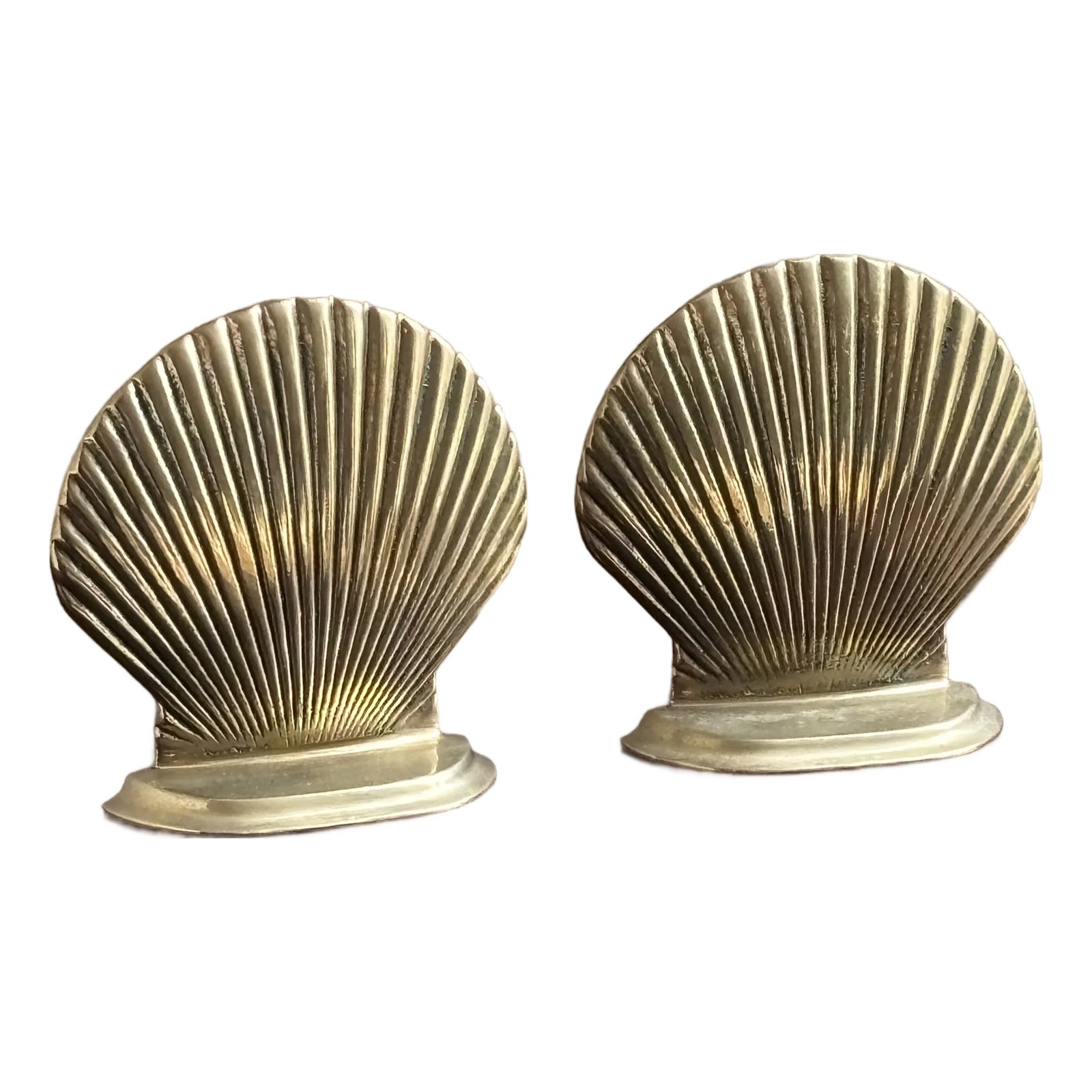 Mid-20th Century Solid Brass Seashell Bookends — A Pair | Chairish