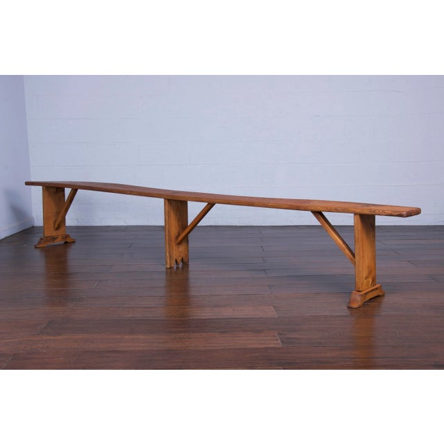 19th Century Country French Farmhouse Mixed Wood Harvest Bench | Chairish