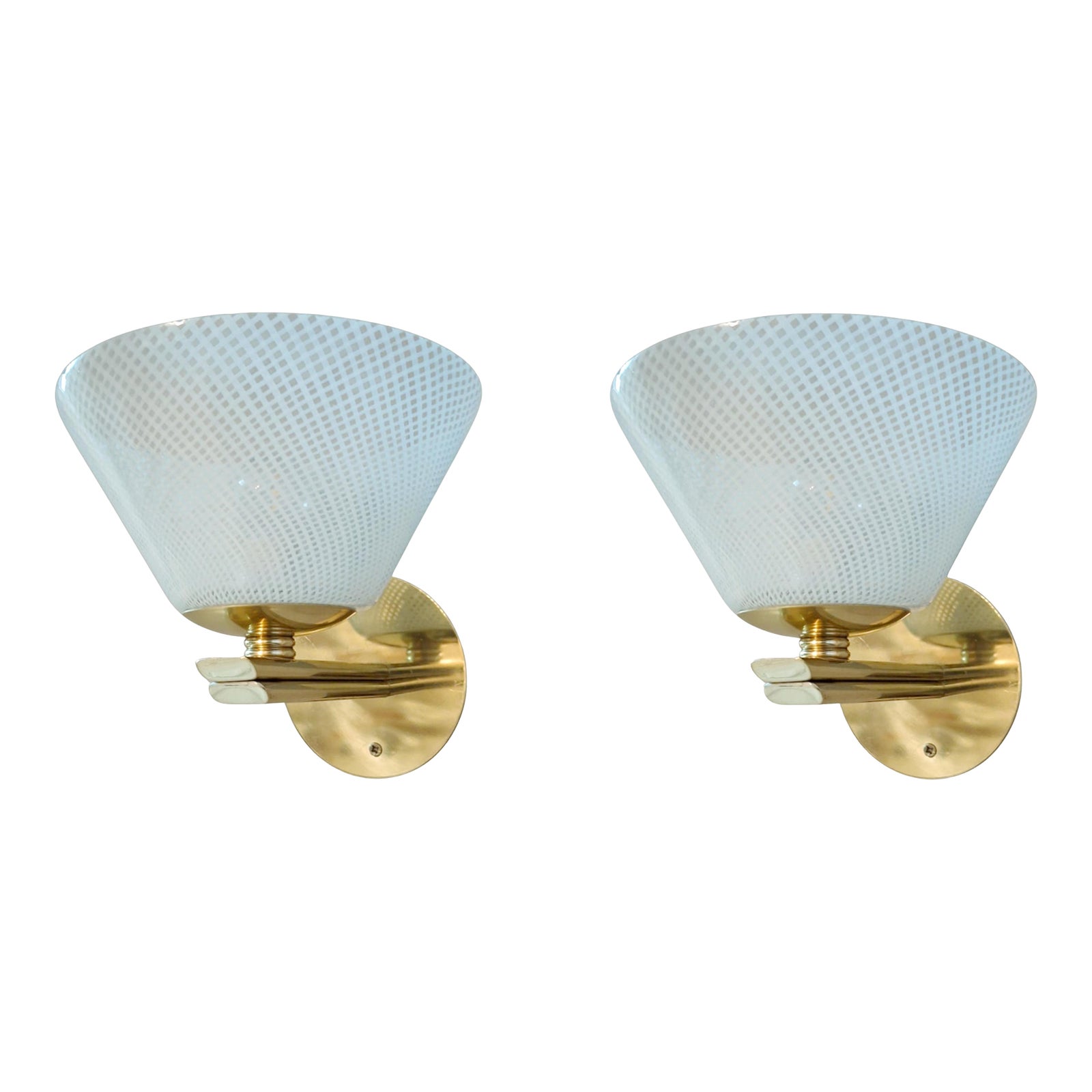 1950s Reticello Cup Sconces by Barovier & Toso, a Pair | Chairish