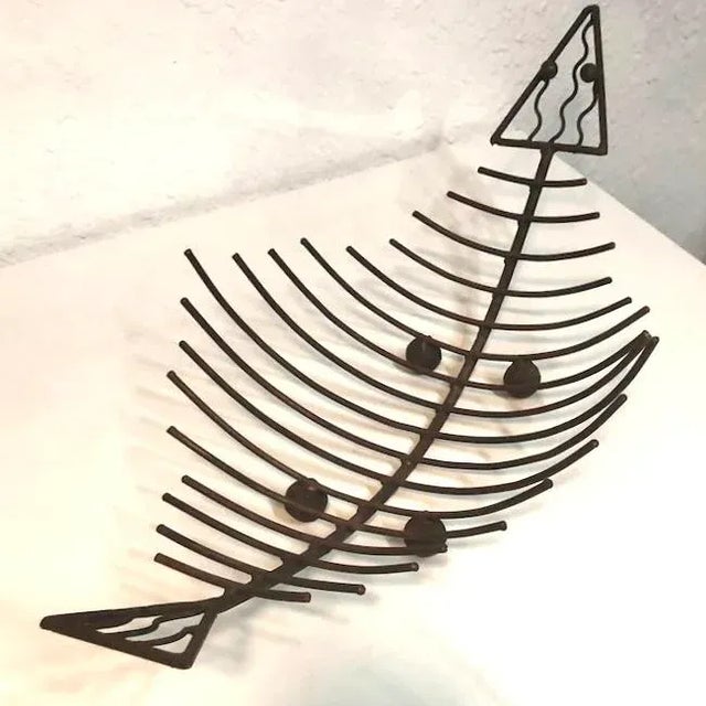 1980s Large Modernist Wrought Iron Fish Skeleton Fruit Bowl/ Basket ...
