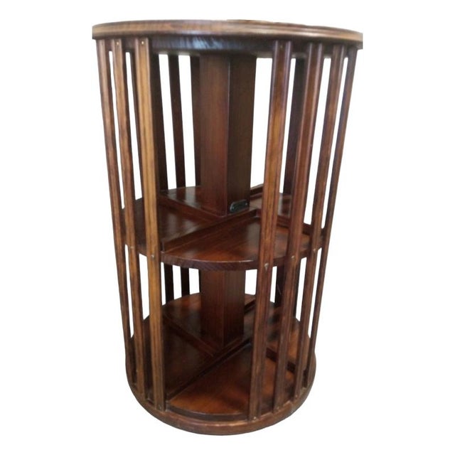 Vintage Round Revolving Side Table | Chairish