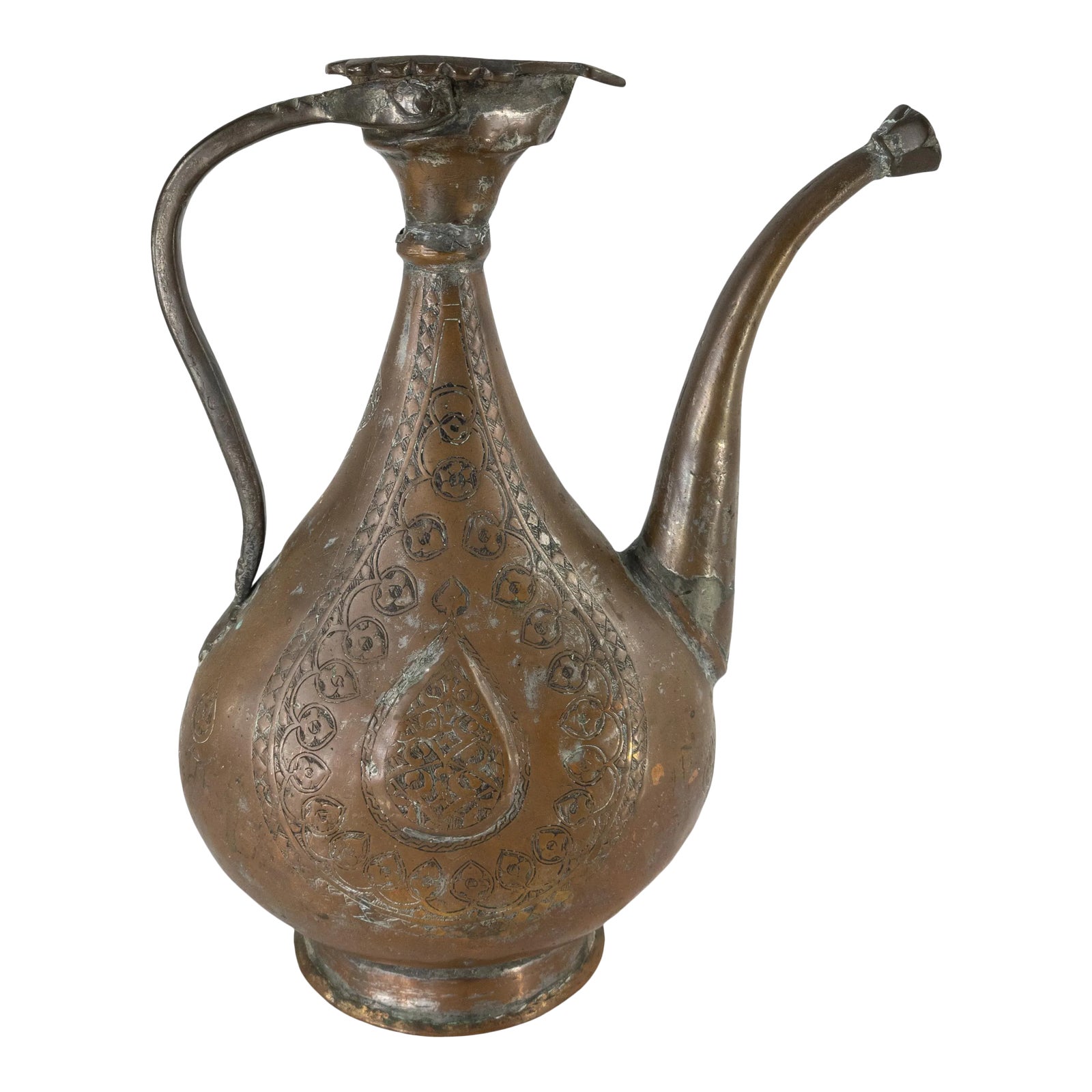 Early 20th Century Middle Eastern Turkish Engraved Copper Ewer or ...