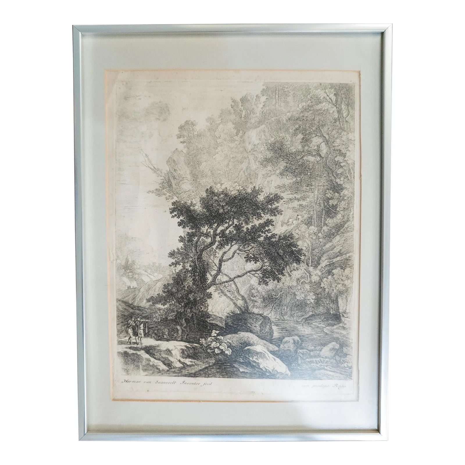 17th Century Copper Engraving Old Master Landscape Print by Herman Van ...