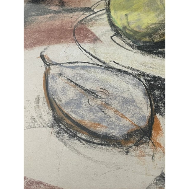 1951 William Oberman Modern Cubist Still Life Pastel Drawing of Flowers ...