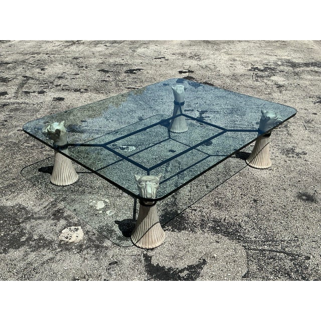 Vintage Boho Carved Tiger Coffee Table | Chairish