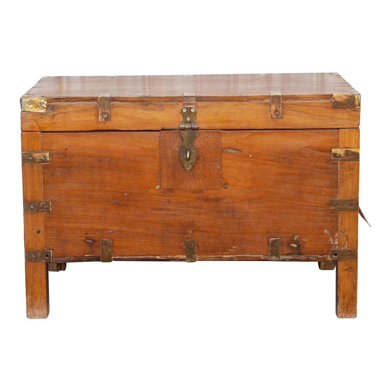 Mid-Century Teak & Brass Colonial Box | Chairish