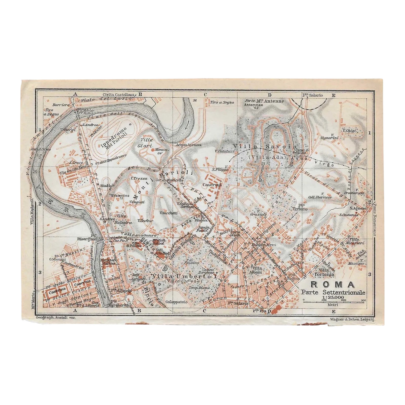 1910 Map of Rome Italy | Chairish