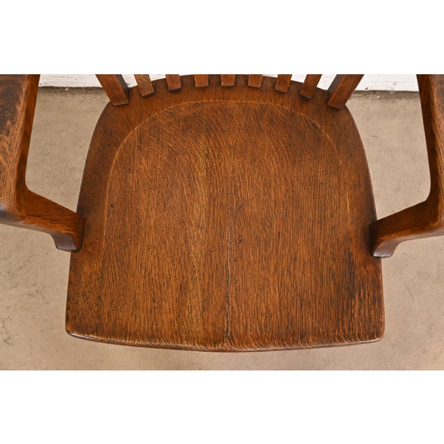Antique Arts & Crafts Solid Oak Banker's Chairs, Pair | Chairish